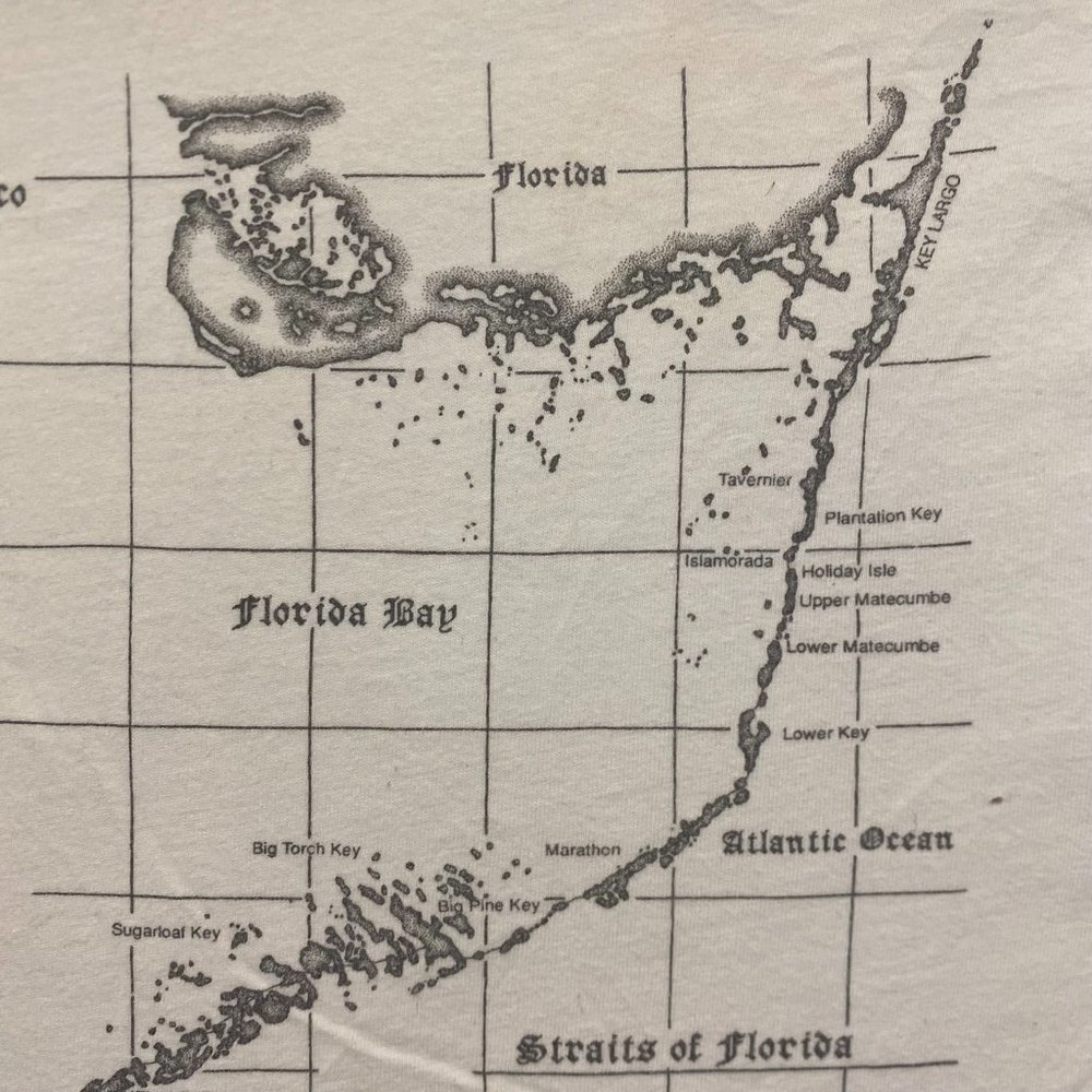 Vintage 90s Essential Florida Keys Map Single Stitch … - Gem